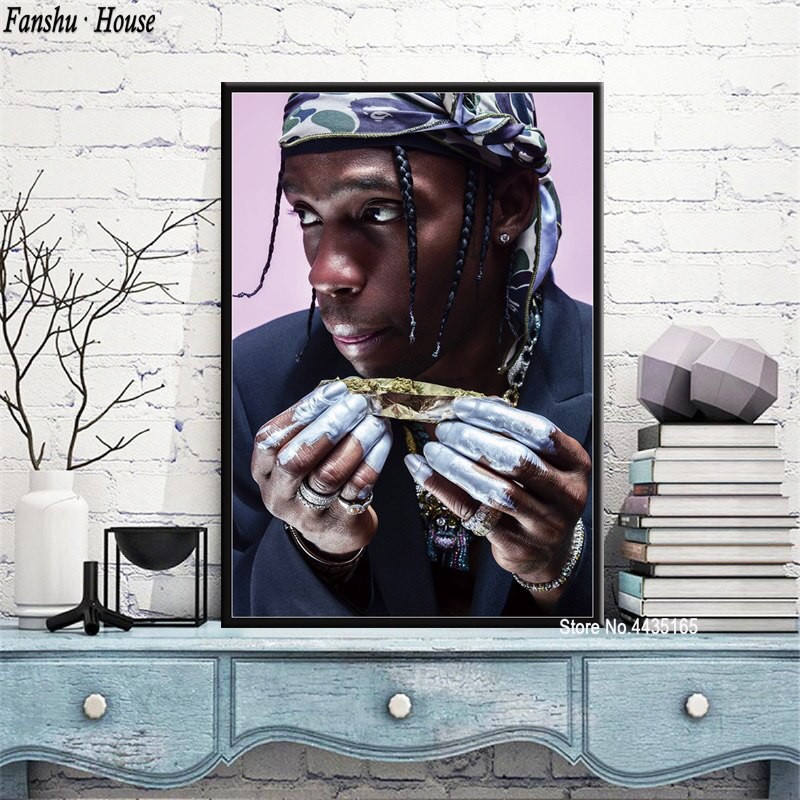 Travis Scott plakat raper muzyka gwiazda plakaty i druki obraz na płótnie obraz na ścianę do ...